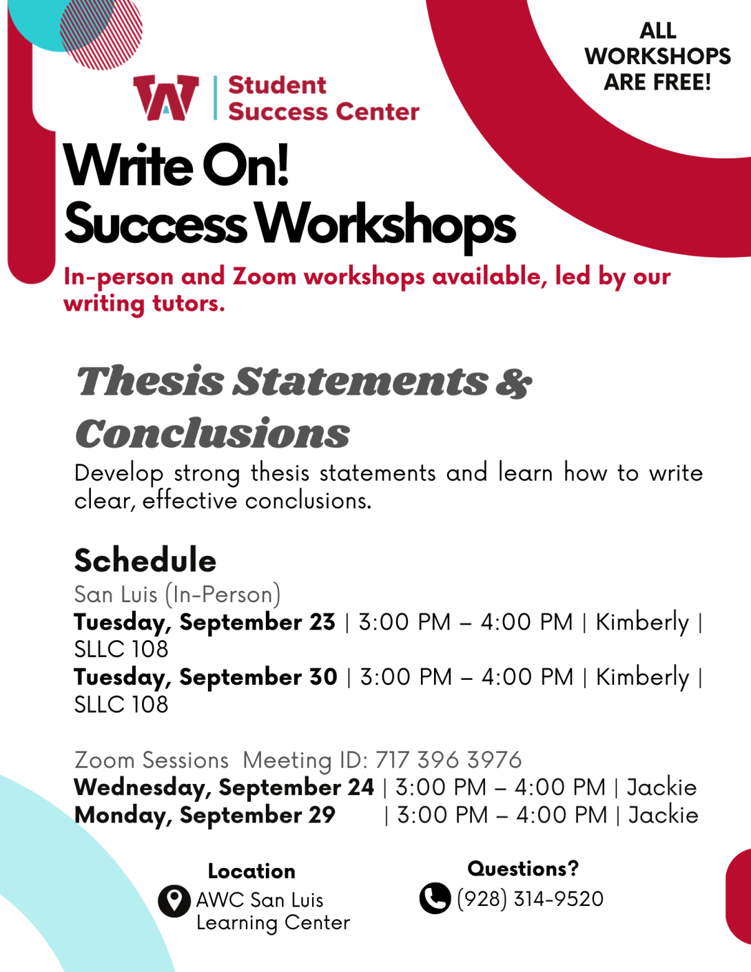 Writing Workshop - Thesis Statements and Conclusions | Arizona Western College